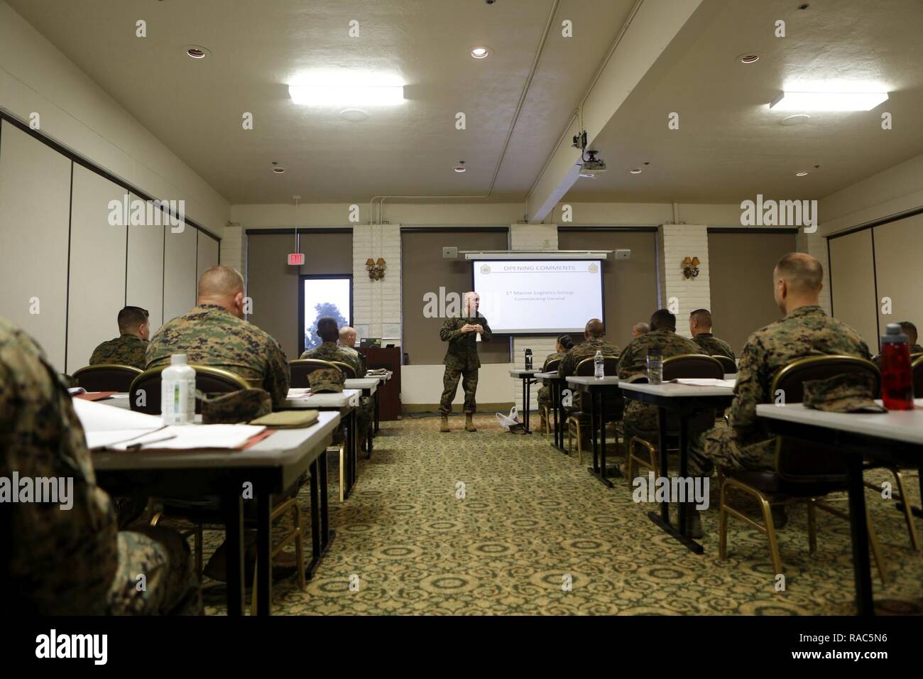 Senior enlisted Marines listen to Brig. Gen. David A. Ottignon, the ...