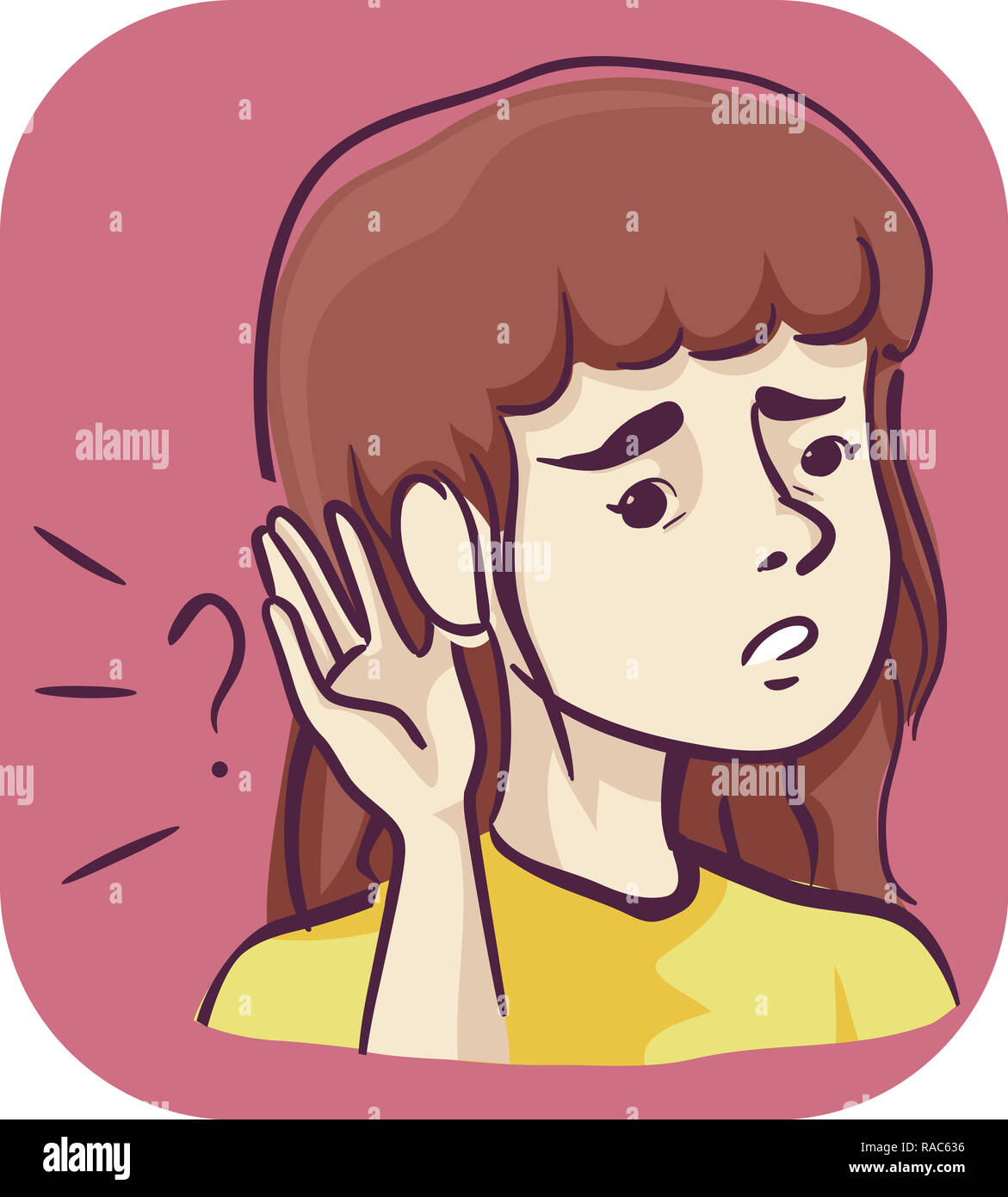 Illustration of a Girl who Cannot Hear Properly Stock Photo - Alamy