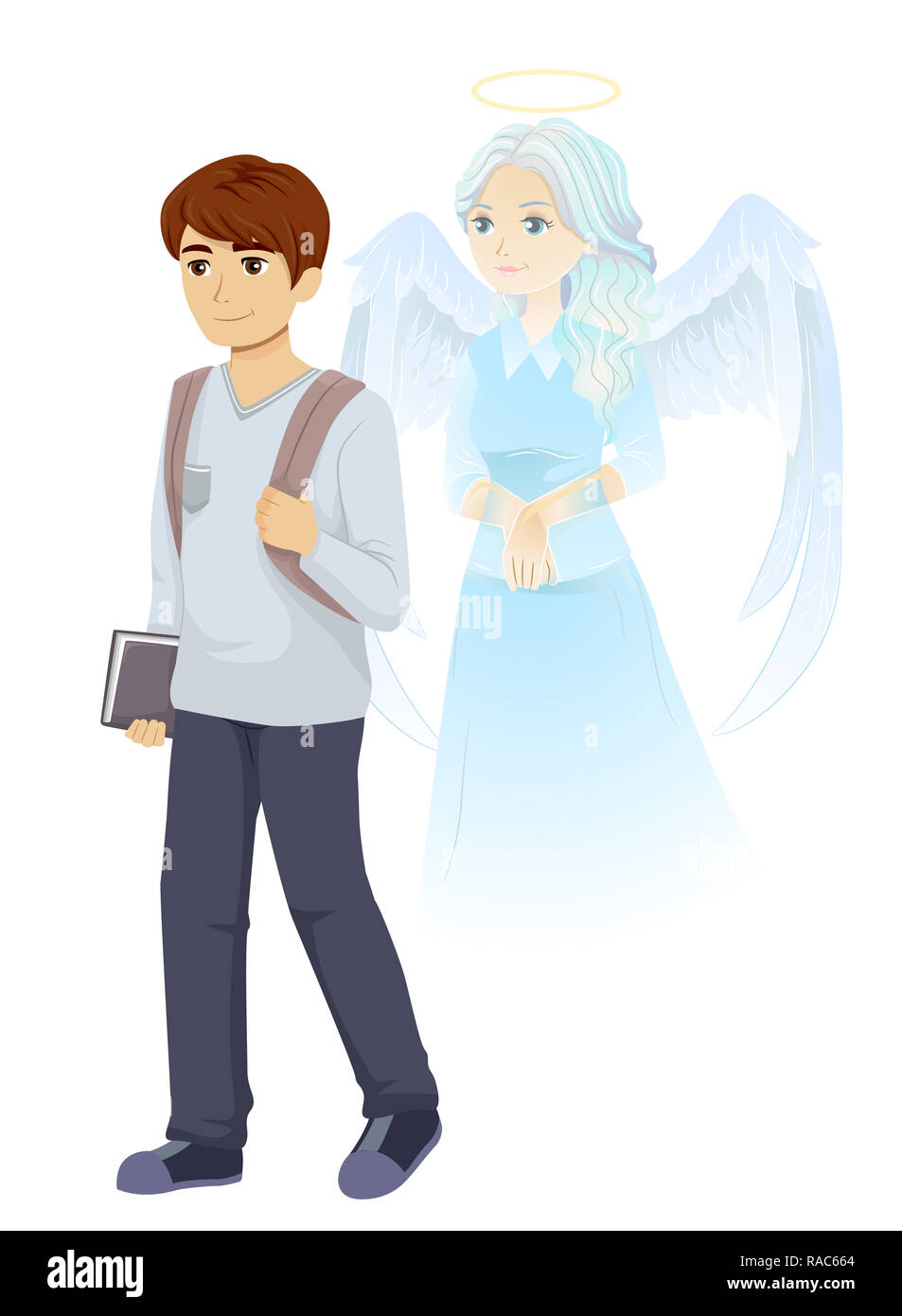 Illustration of a Teenage Guy Student Going to School with a Guardian ...