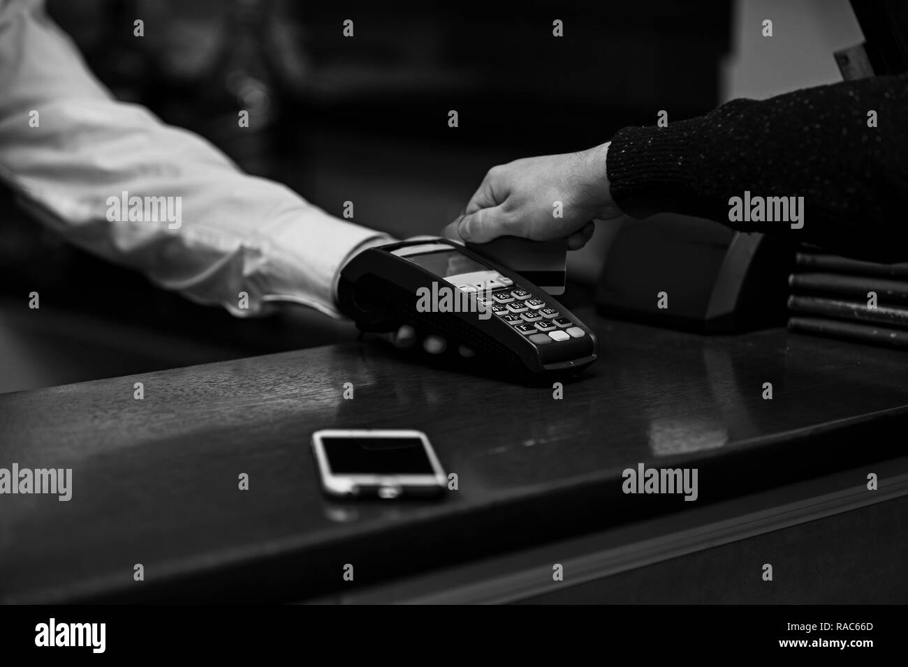 Payment terminal card on Black and White Stock Photos & Images - Alamy