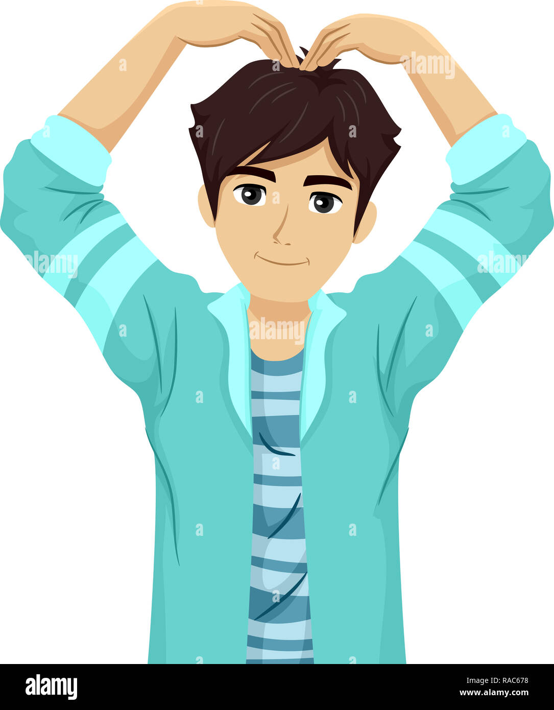 Illustration of a Teenage Guy With Hands Over His Head Forming a Big ...