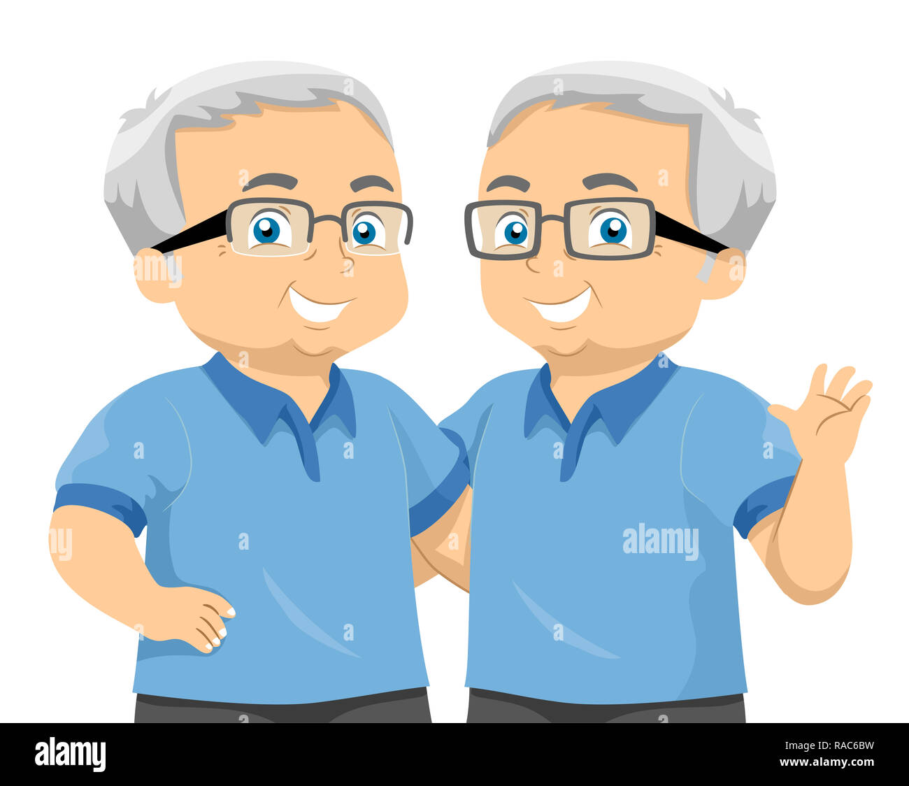 Illustration of Twins Senior Men Wearing the Same Clothes Stock Photo ...