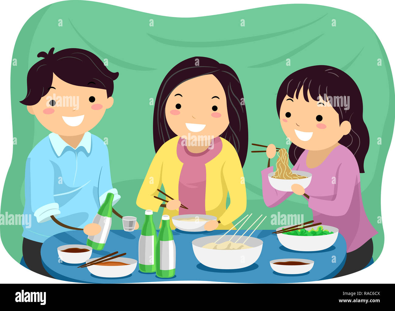 Illustration of Stickman Teenage Girl and Guy Drinking Soju Inside a ...