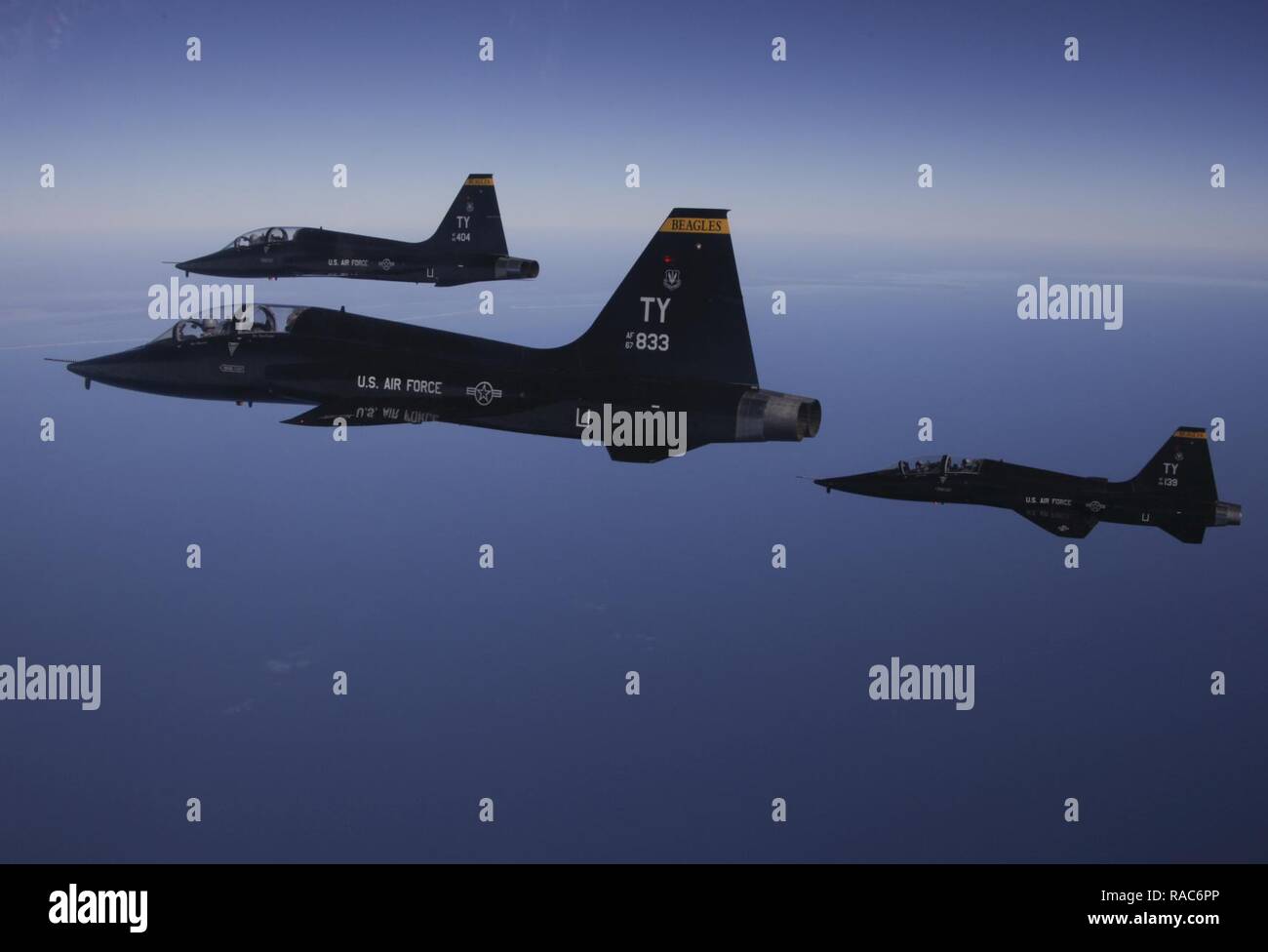 A formation of three T-38 Talons with the 2nd Fighter Training Squadron ...