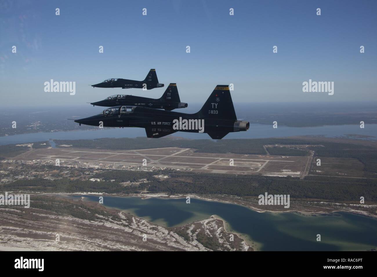 A formation of three T-38 Talons with the 2nd Fighter Training Squadron ...