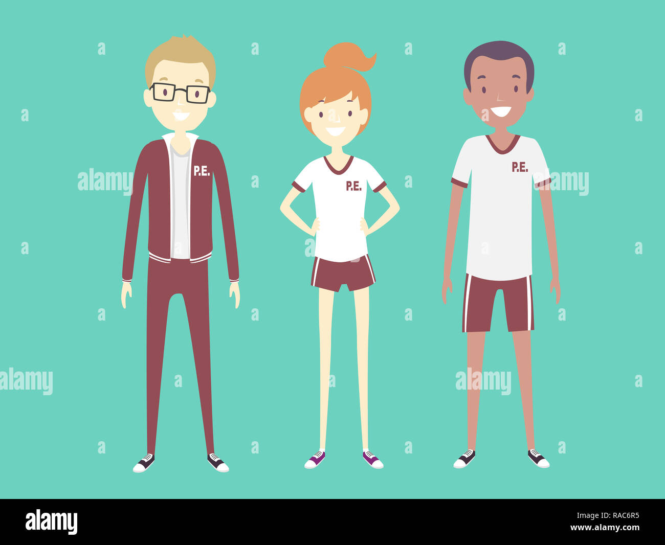 Illustration of Teenage Girl and Guys Students Wearing Physical ...