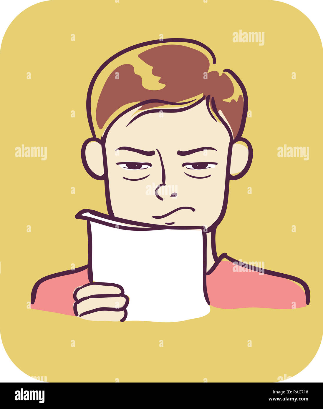 Illustration of a Teenage Guy Squinting His Eyes while Reading Text on ...