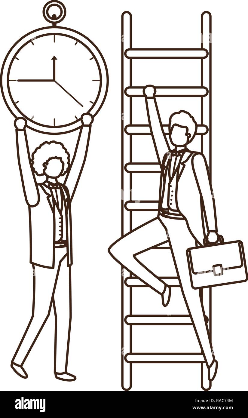 businessman with stair and clock avatar character Stock Vector Image ...