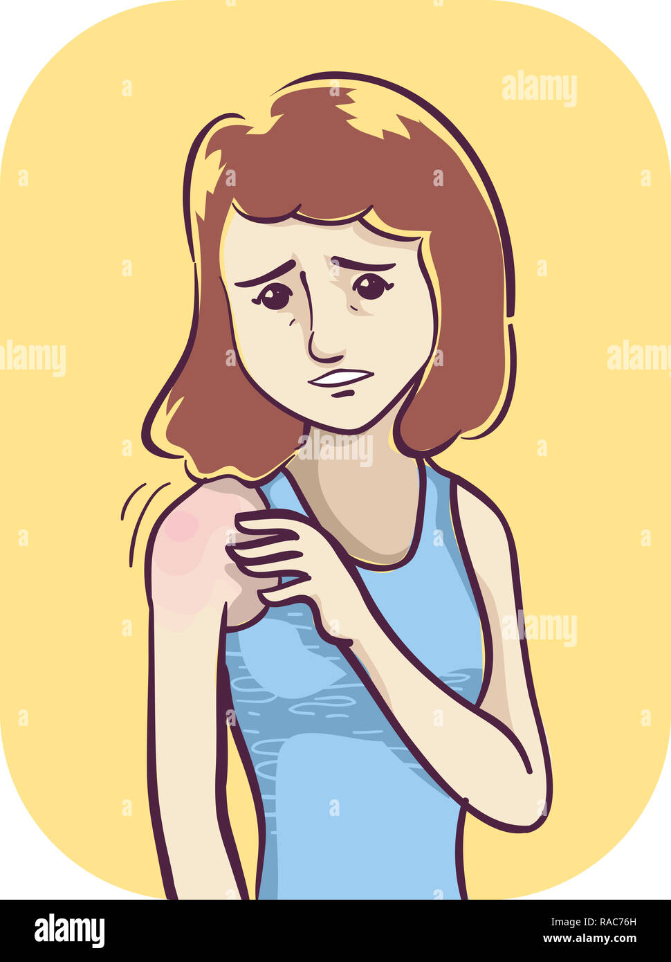 Illustration of a Girl with Muscles on Her Shoulder Twitching Stock ...