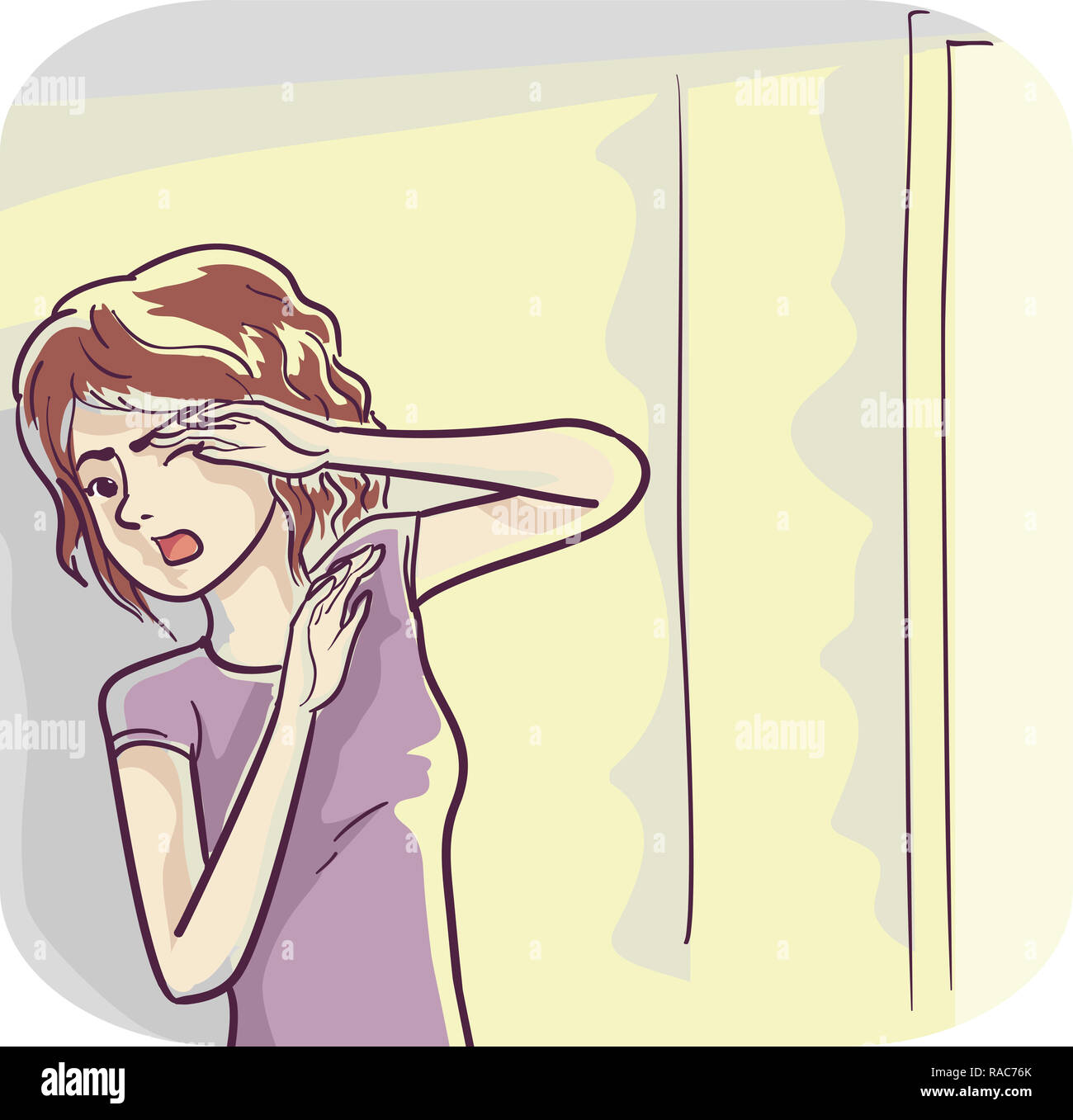 Illustration of a Girl Avoiding Bright Light Due To Light Sensitivity ...