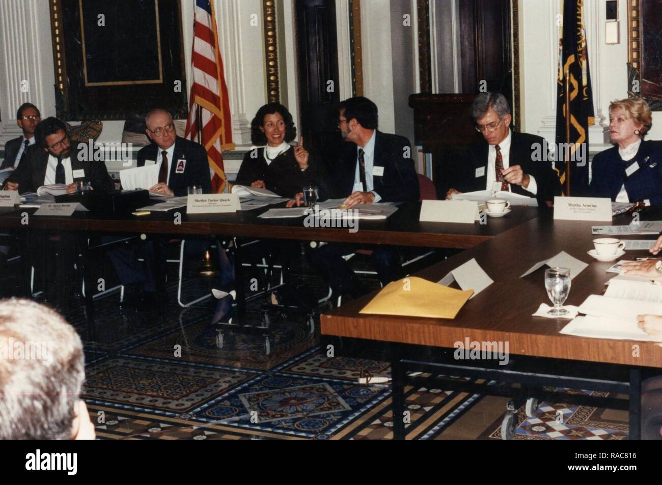 People sitting at a panel Stock Photo - Alamy