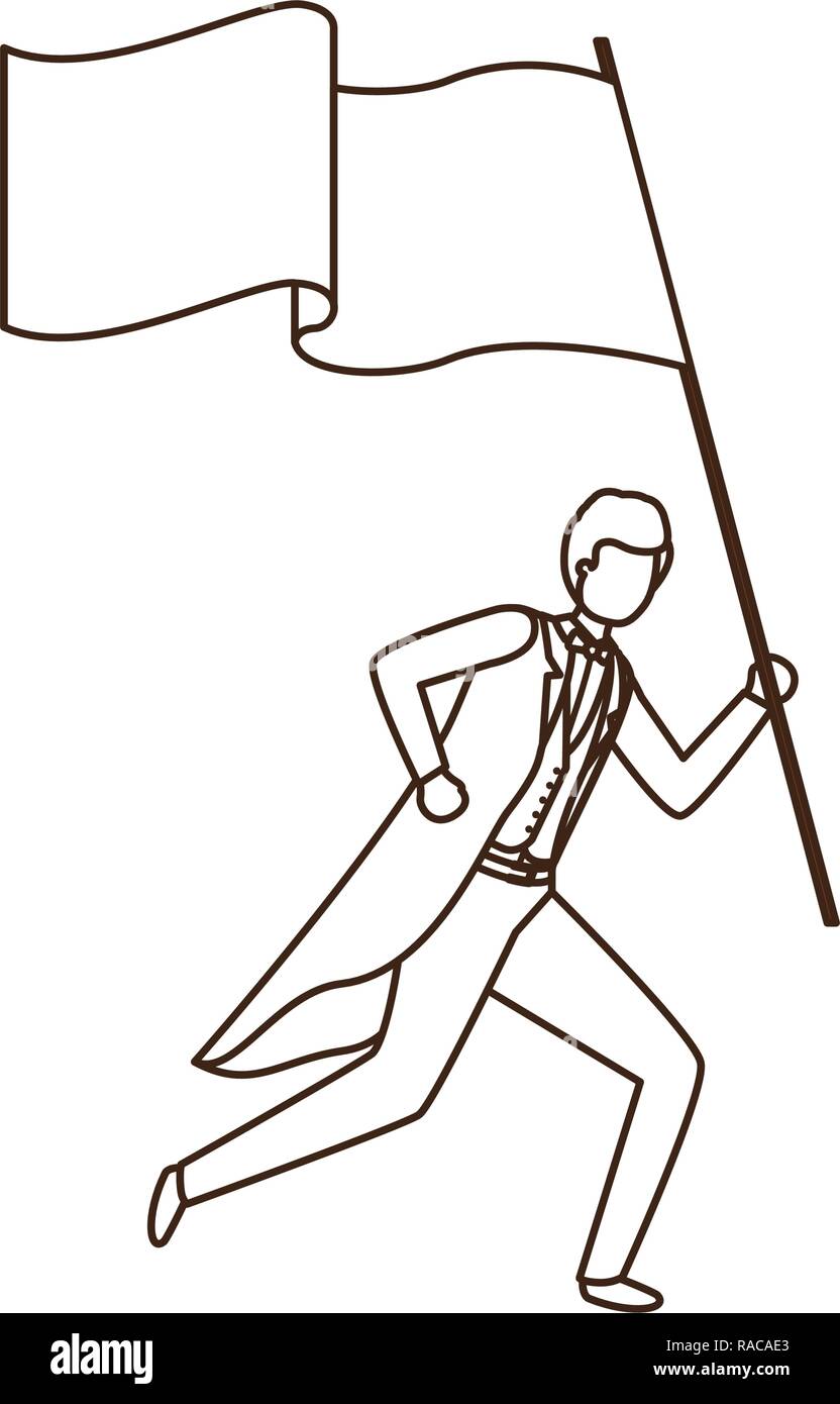 businessman running with flag avatar character Stock Vector Image & Art ...