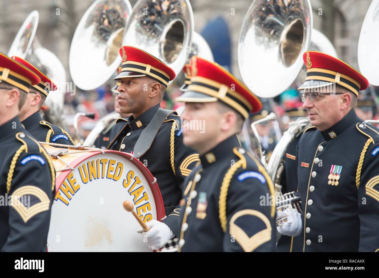 Members of the United States Army Band "Pershing's Own" march during ...