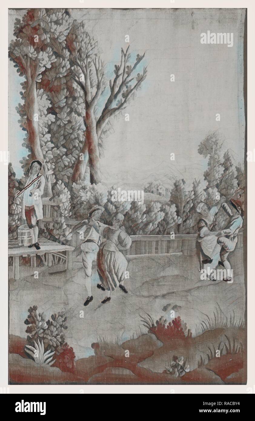 Peasant couples dancing to a violinist's tun. Reimagined by Gibon ...
