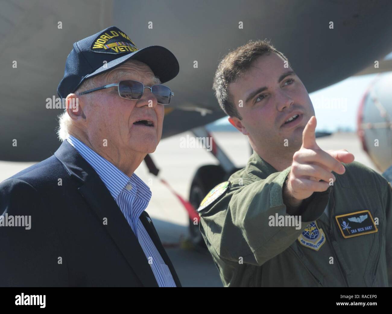 Senior Airman Nicholas Hart, a boom operator assigned to the 91st Air ...