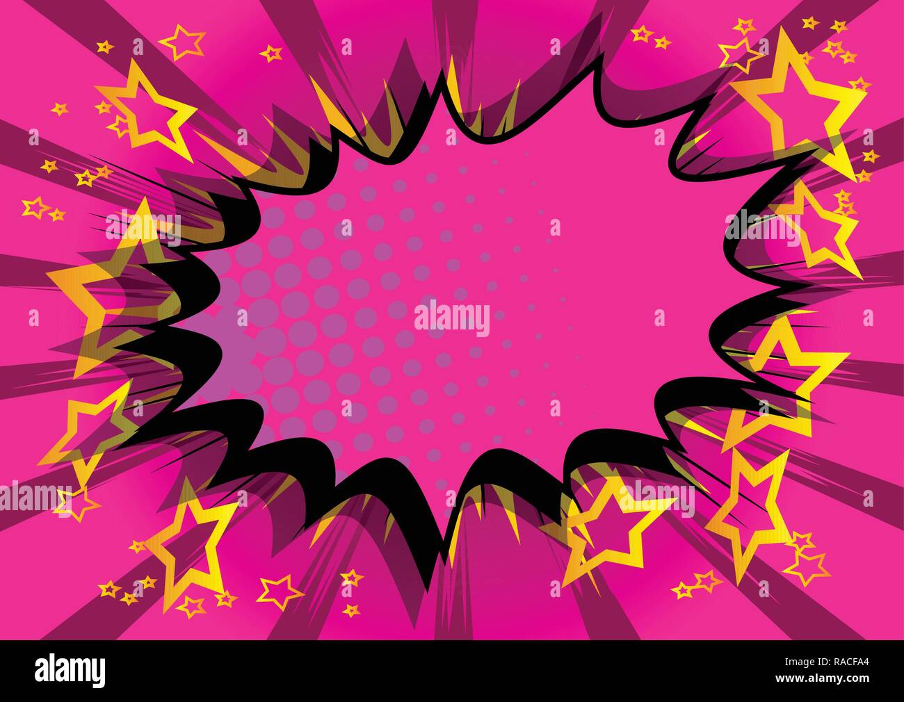 Vector illustrated retro comic book background with big colorful ...