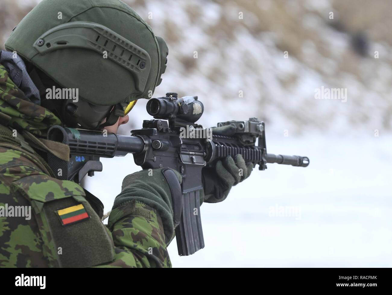 RUKLA, Lithuania – A Lithuanian soldier assigned to the Iron Wolf ...