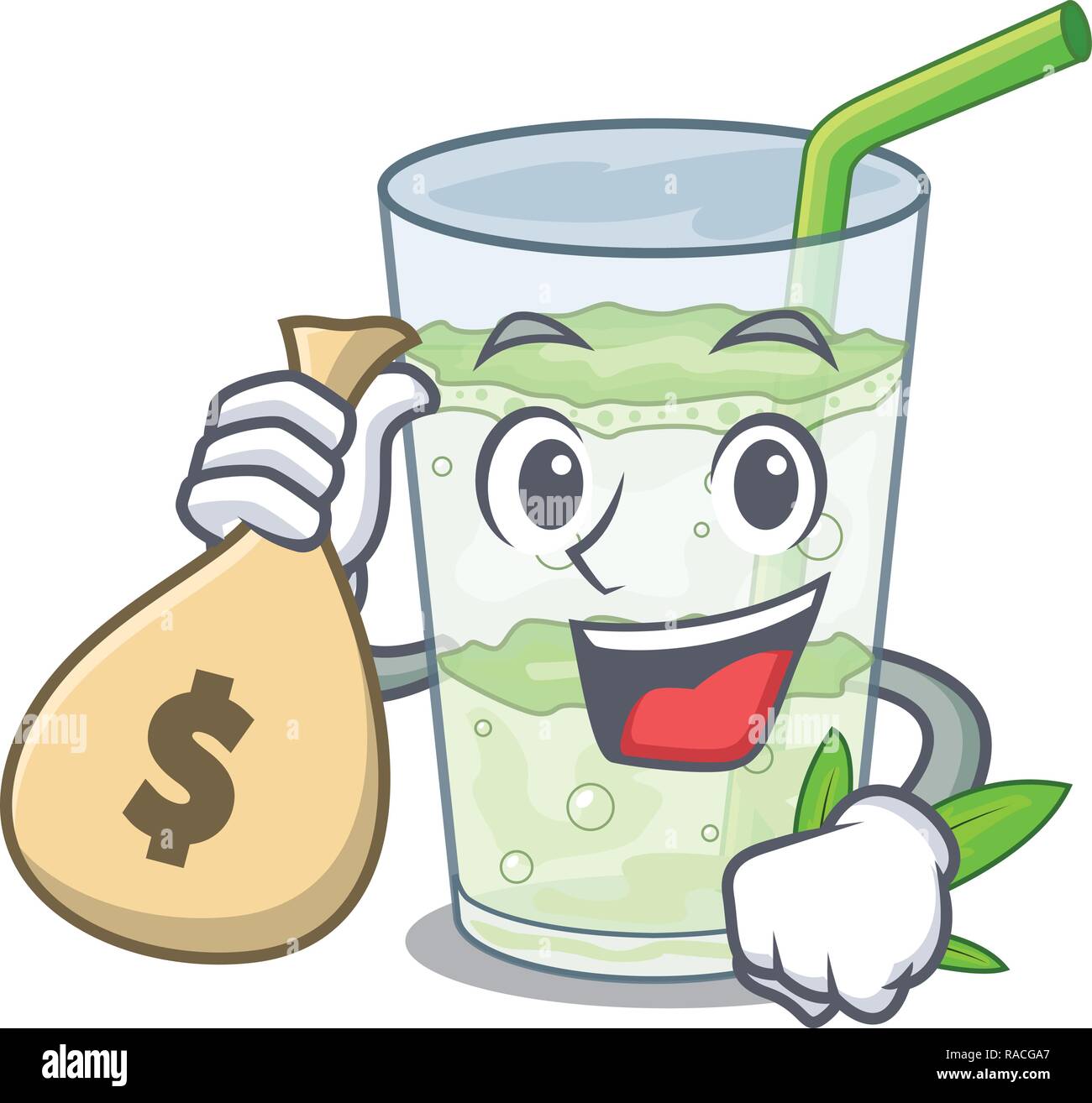 With money bag fresh lassi bhang in glas cartoon Stock Vector Image ...