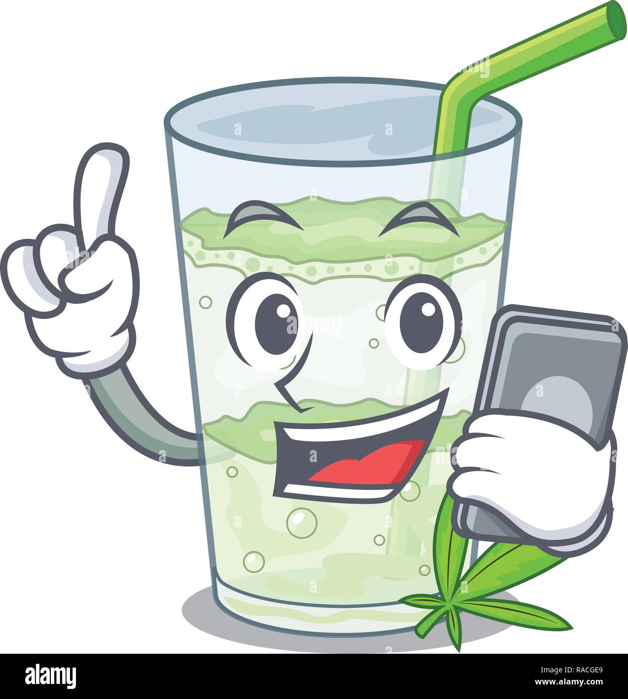 With phone fresh lassi bhang in glas cartoon Stock Vector Image & Art ...