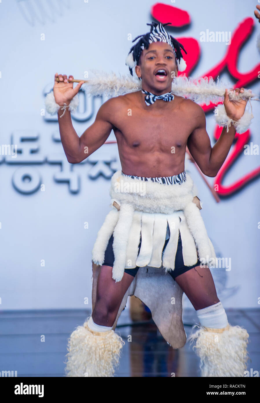 South African dancer from Amazebra Folklore Dance Ensemble perform at ...