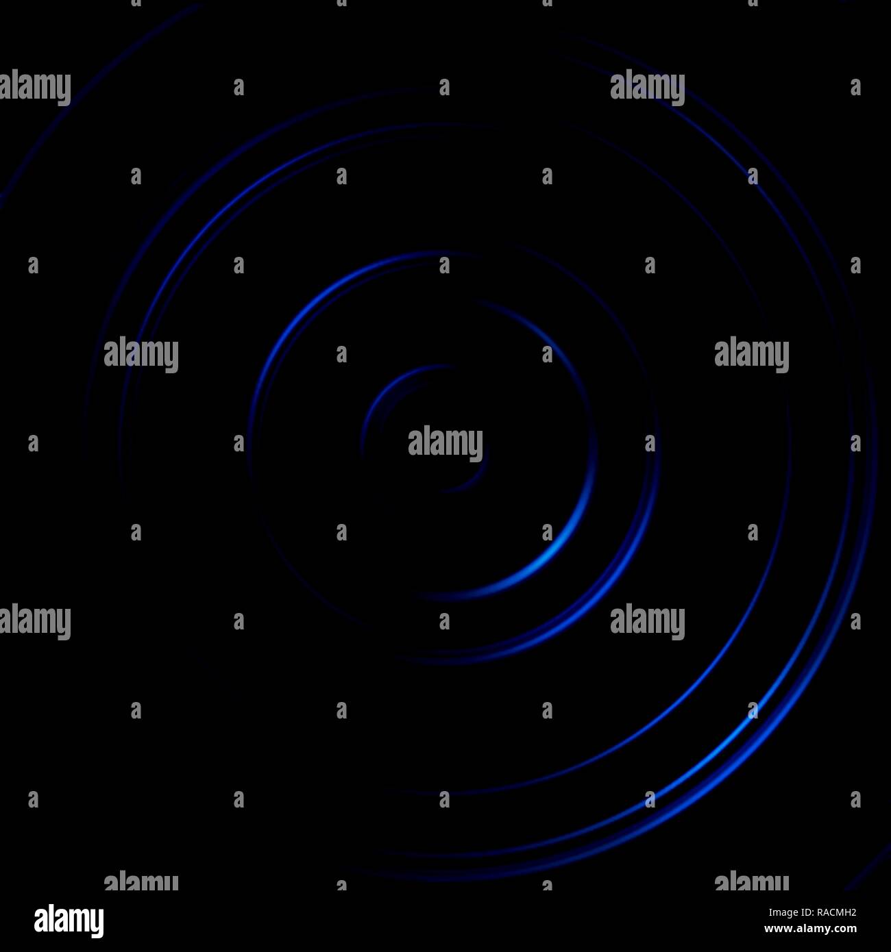 Abstract blue circle signal on black background Stock Photo - Alamy