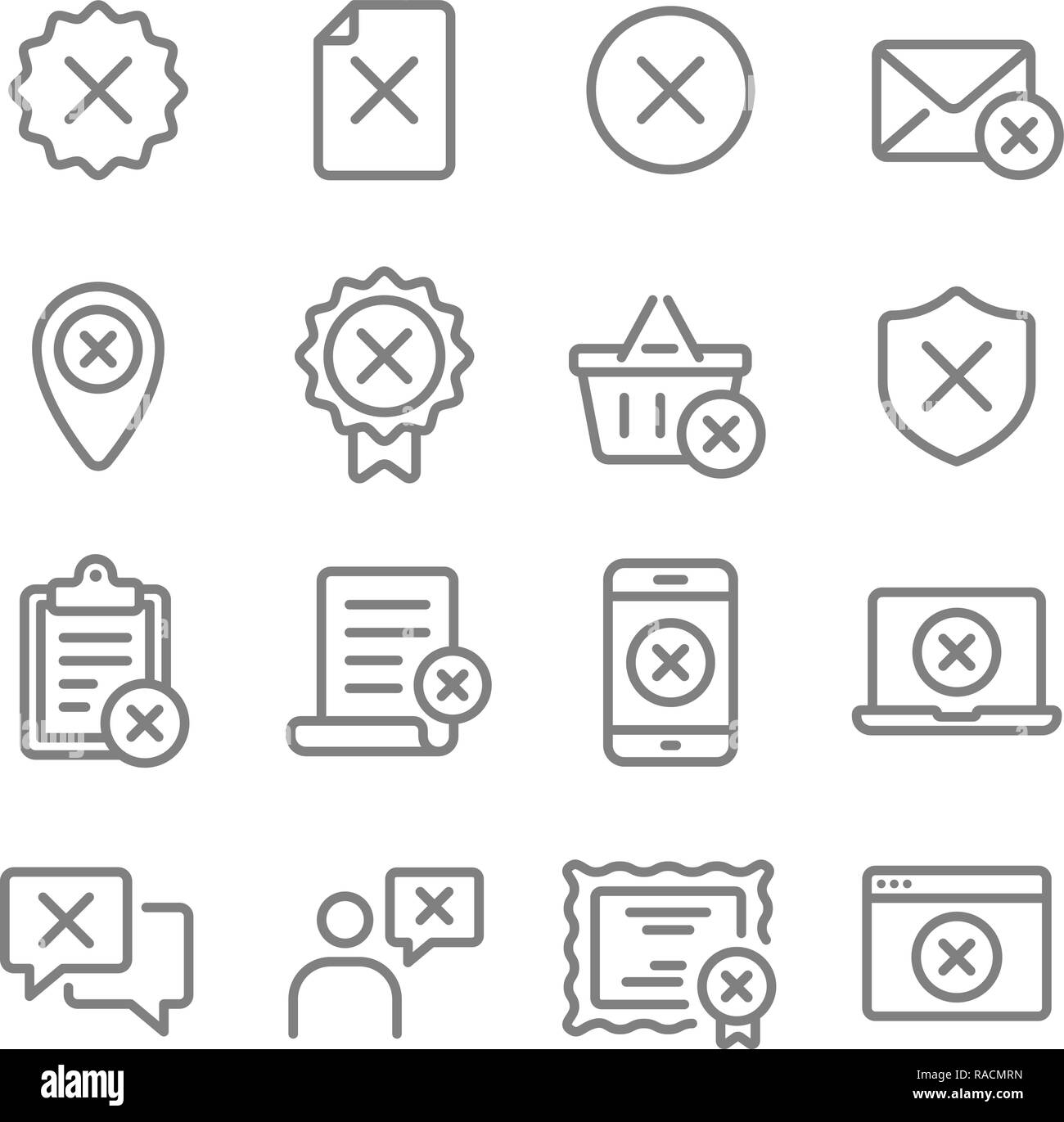 Reject Vector Line Icon Set. Contains such Icons as Cancellation, Deny ...