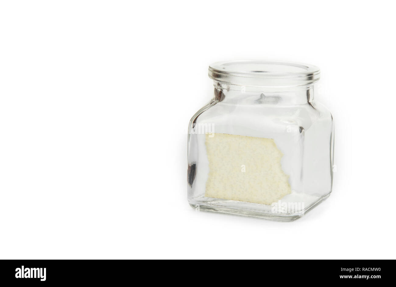 Empty jar with blank label. Donation and savings concept Stock Photo ...