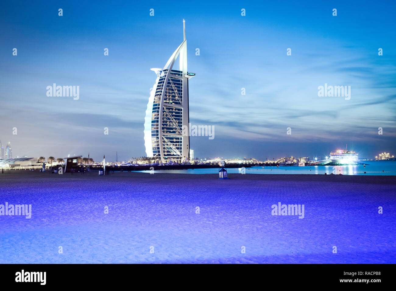 Burj Al Arab at night, Dubai, United Arab Emirates, Middle East Stock ...