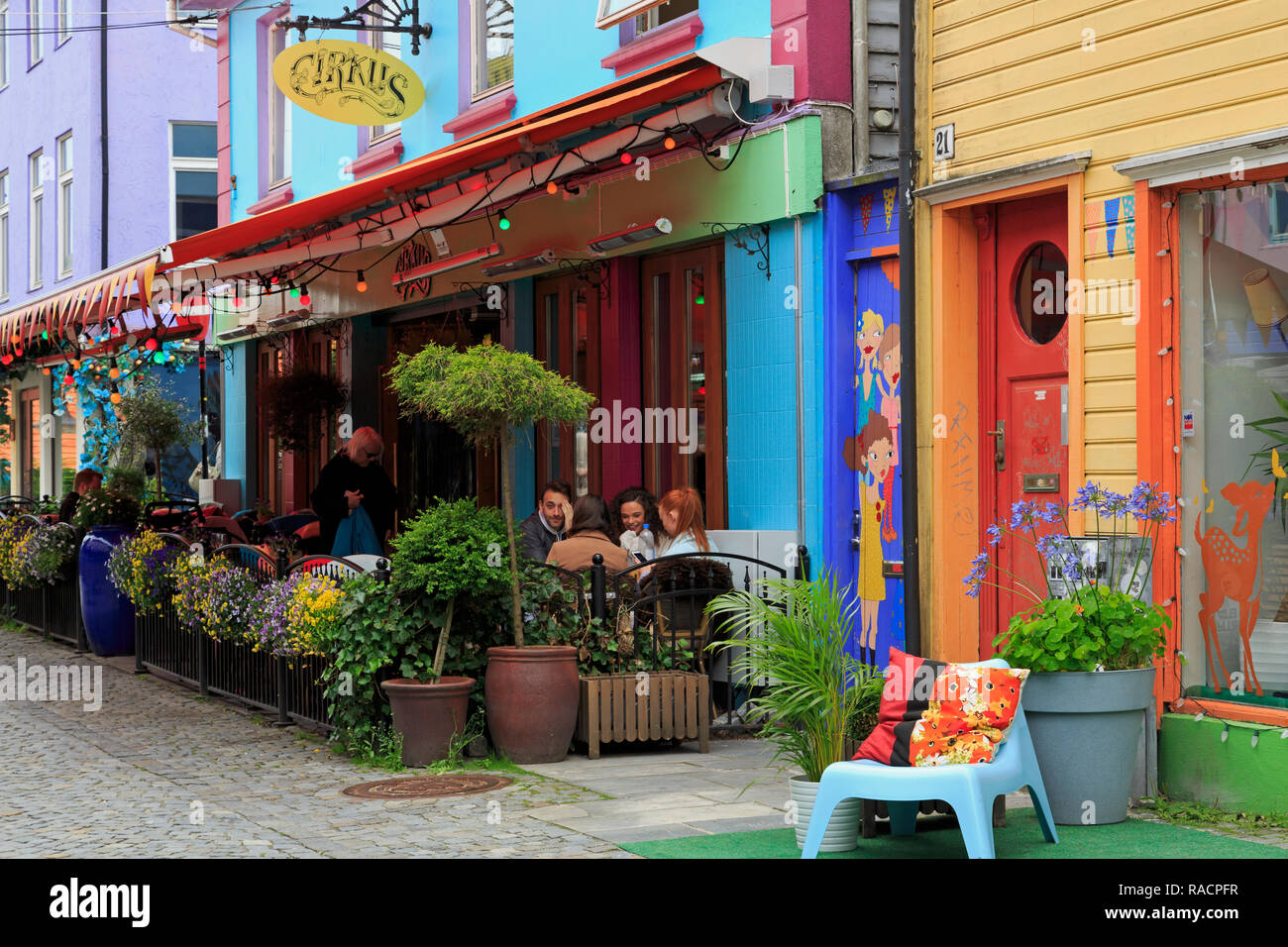 Colorful buildings on Ovr Holmegata, Stavanger City, Ragoland County ...