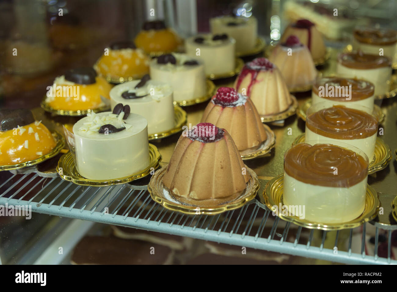 Several Types of Sweet Mousse and delicious Puddings Stock Photo - Alamy