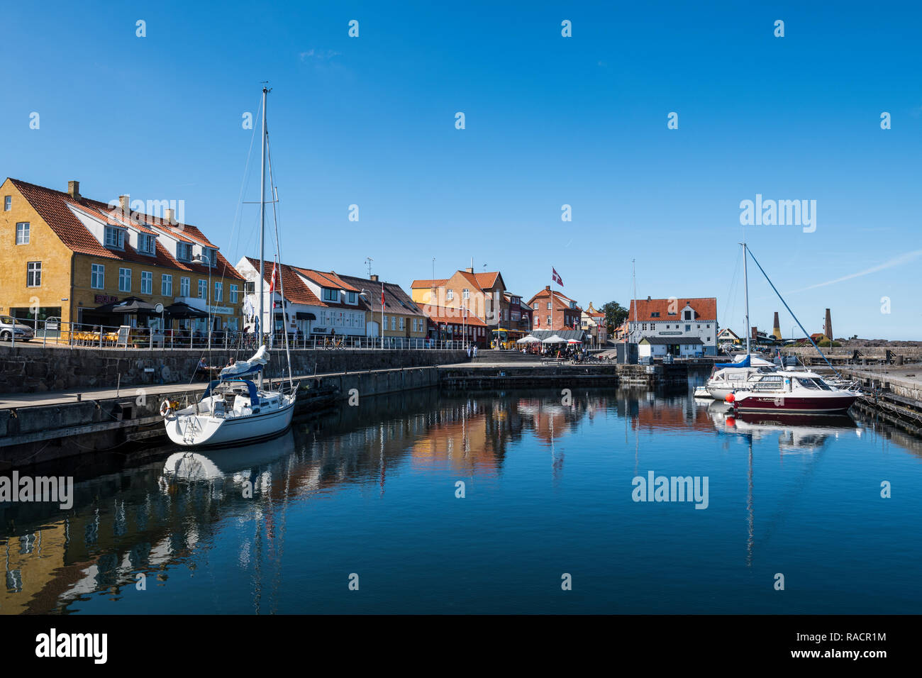 Harbour of Allinge-Sandvig Sogn, Bornholm, Denmark, Scandinavia, Europe ...