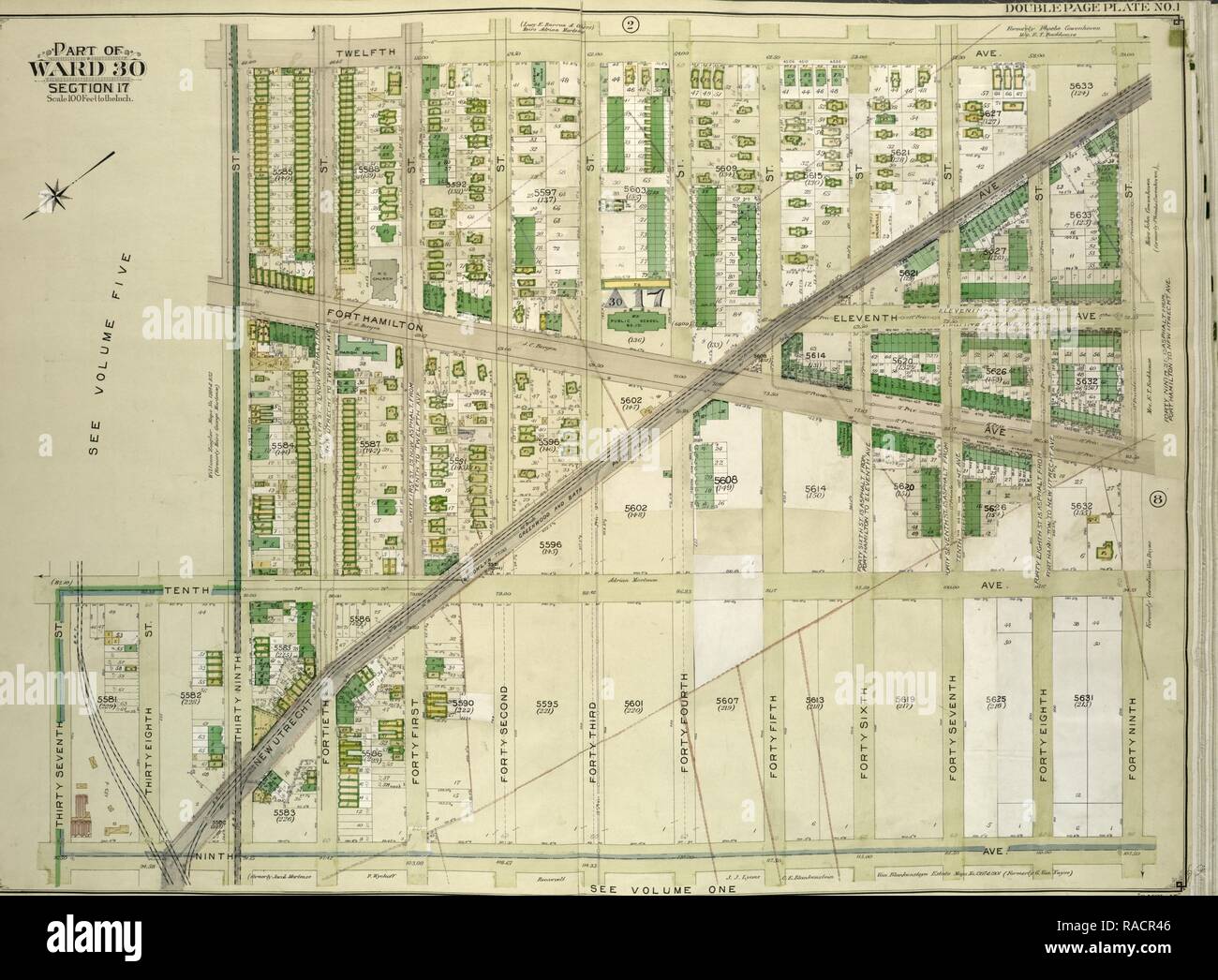 Brooklyn, Vol. 6, Double Page Plate No. 1, Part of Ward 30, Section 17 ...