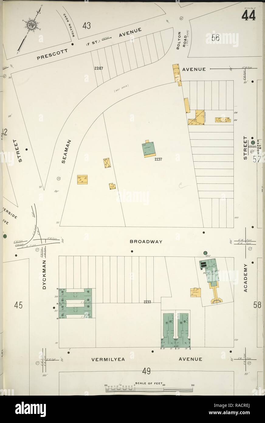 Manhattan, V. 12, Plate No. 44 [Map bounded by Prescott Ave., Academy ...