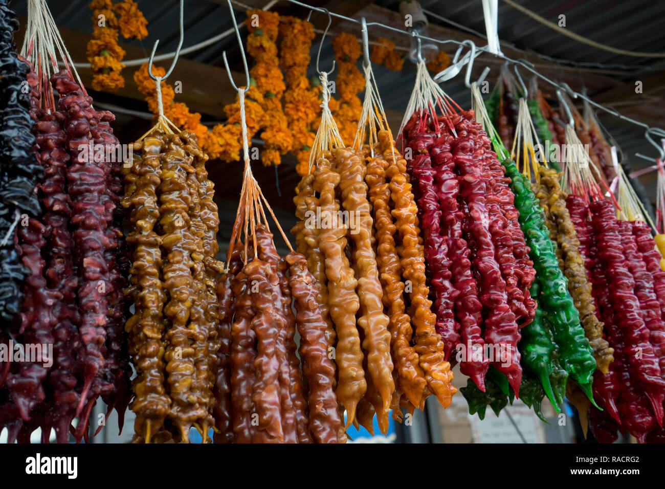 Traditional churchkhela for sale at the market in Kutaisi, Georgia ...