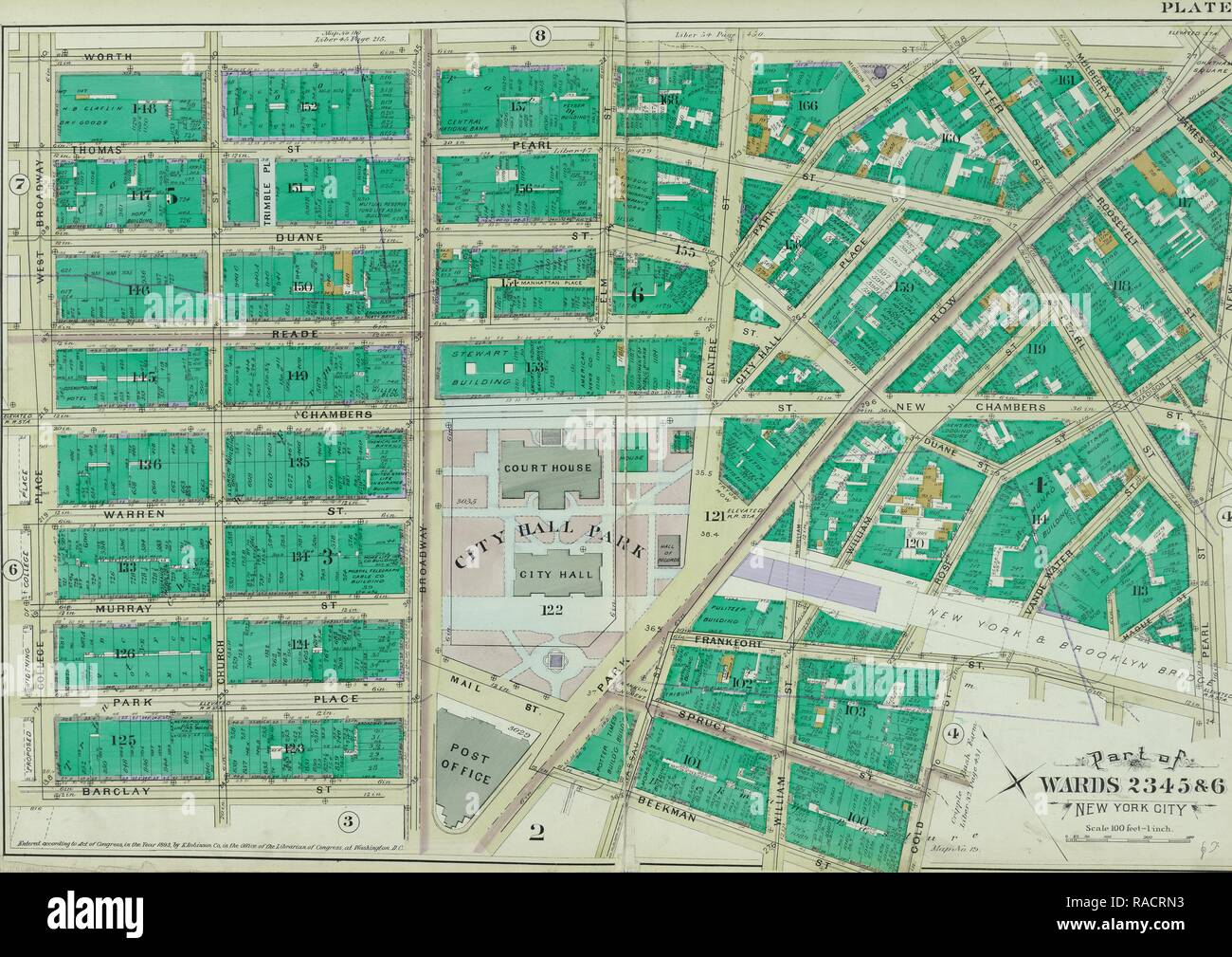Manhattan, V. 4, Double Page Plate No. 5 [Map bounded by Worth St., New ...