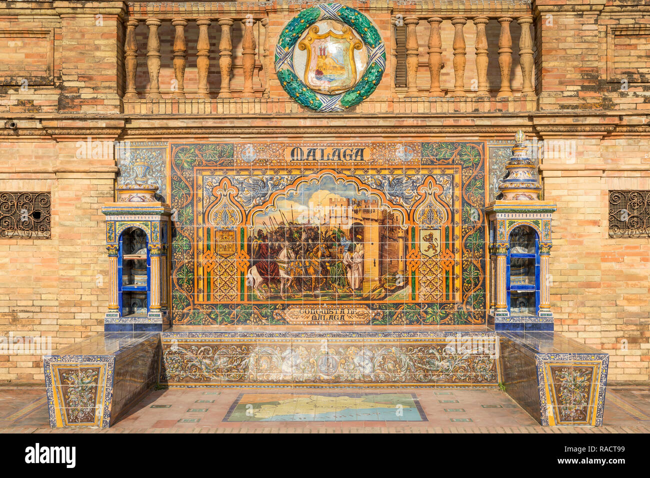 Tiled Alcove from Malaga at Plaza de Espana, Seville, Andalusia, Spain ...