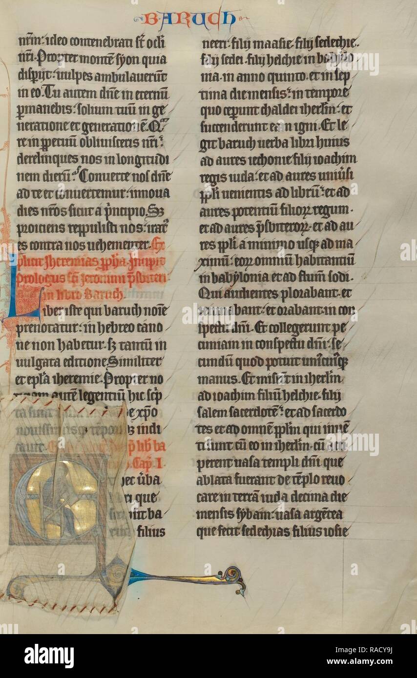 Initial E: Baruch, Lille (probably), France, about 1270, Tempera colors ...