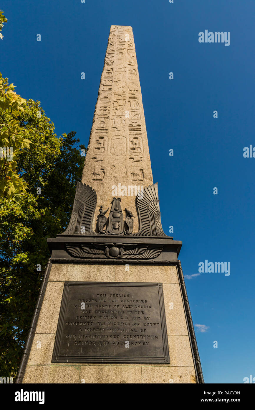 Cleopatra's Needle and the plaque to Erasmus Wilson at its base, London ...