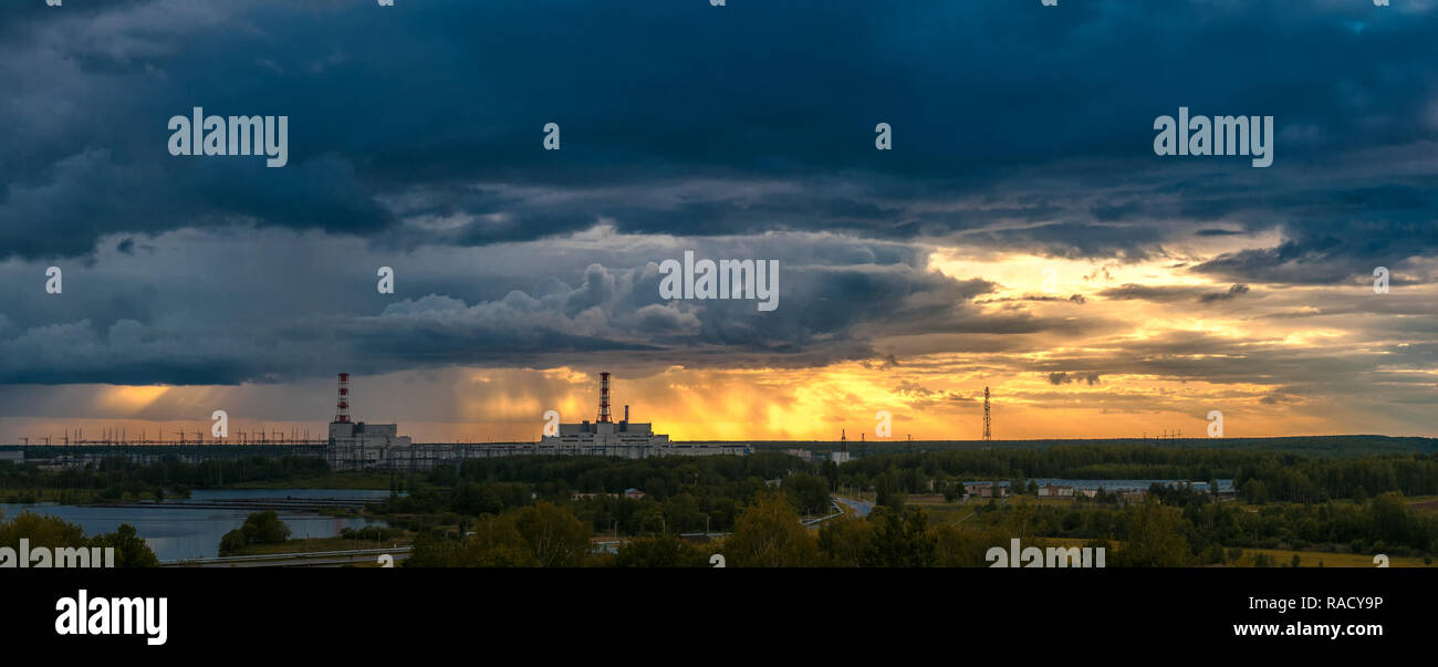 Nuclear power plant at sunset Stock Photo - Alamy
