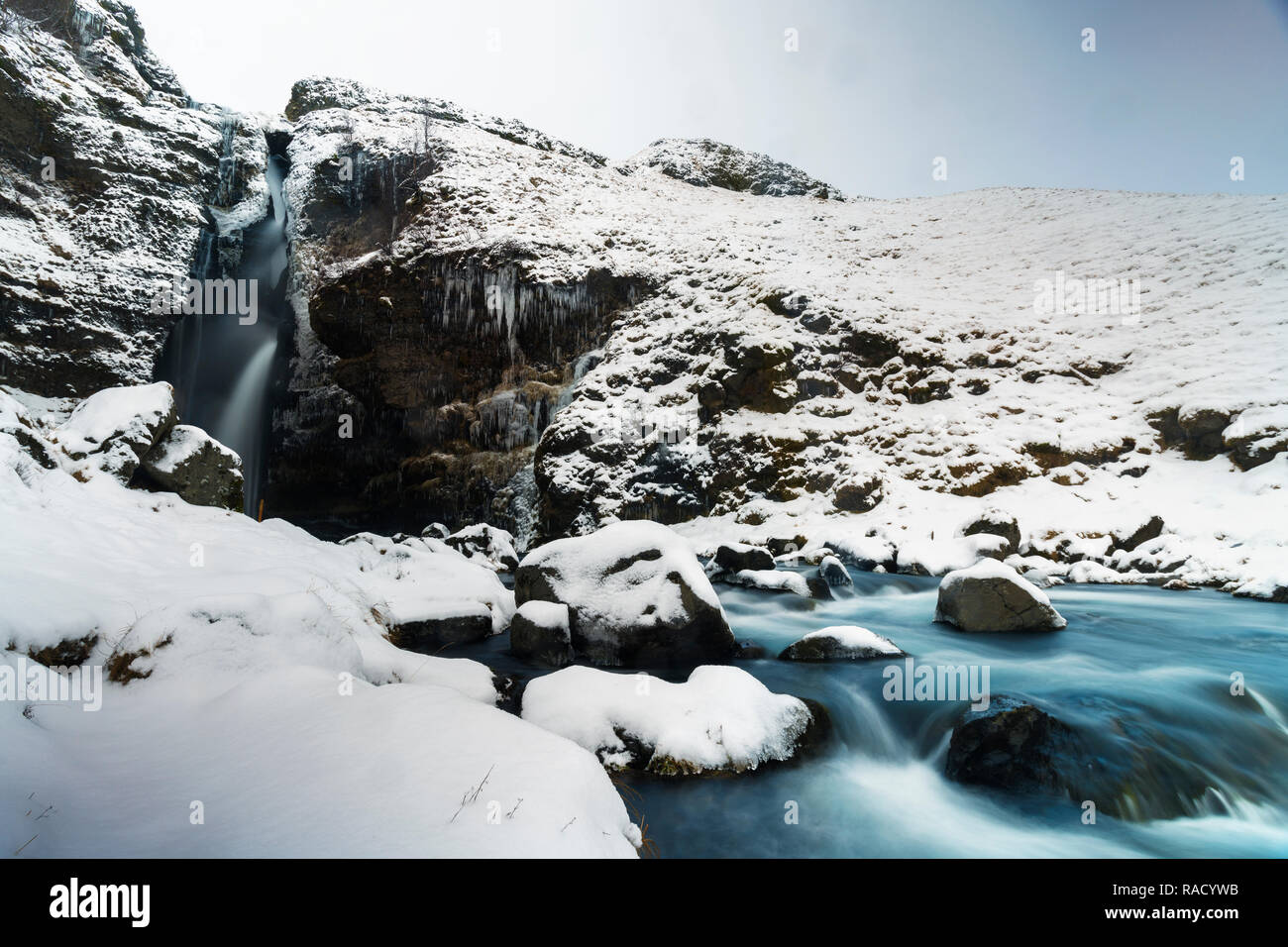 Gluggafoss waterfall in winter, Iceland, Polar Regions Stock Photo - Alamy