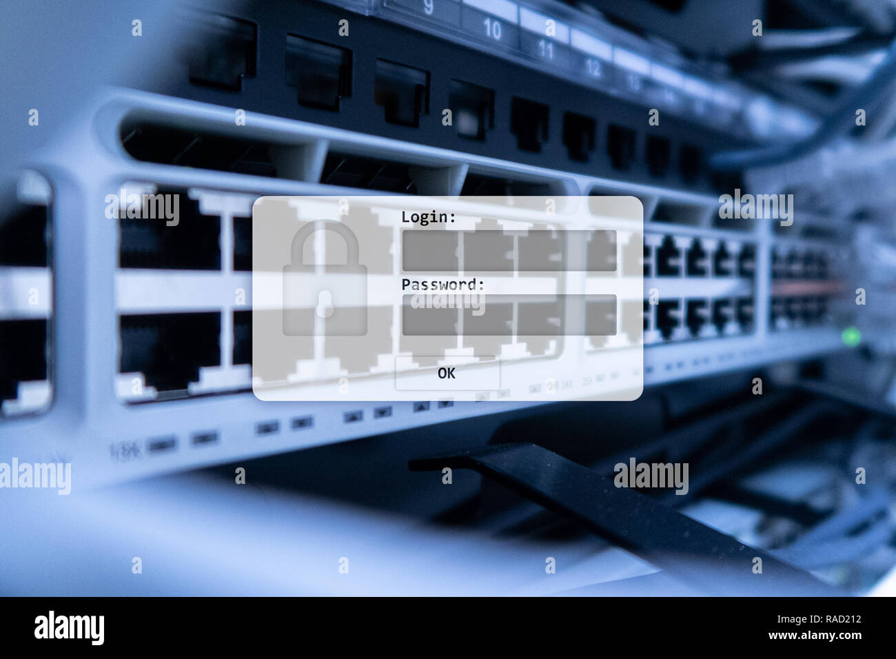 Server room, login and password request, data access and security Stock ...