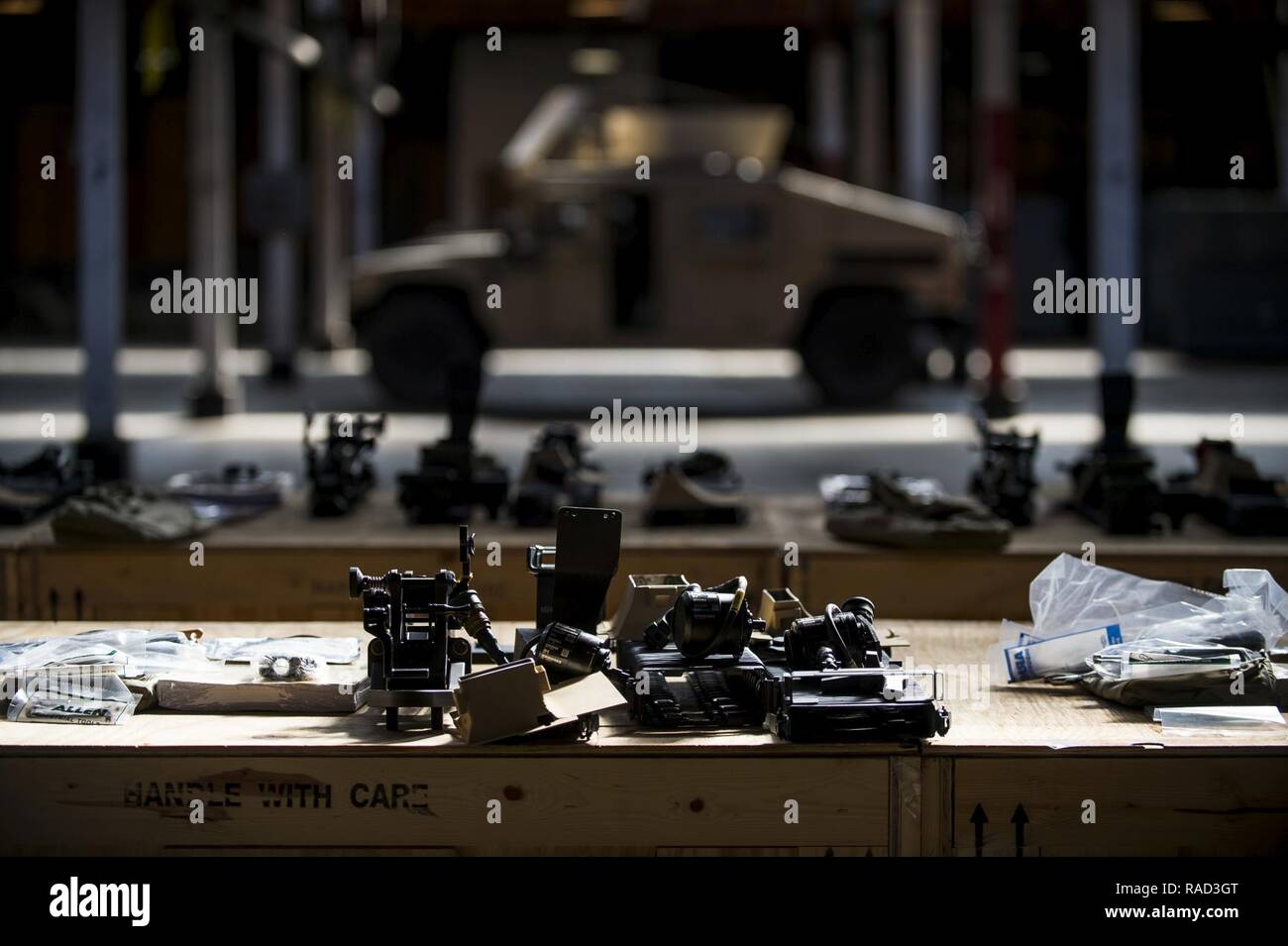 A row of basic issue items used to mount weapons to the Common Remotely ...