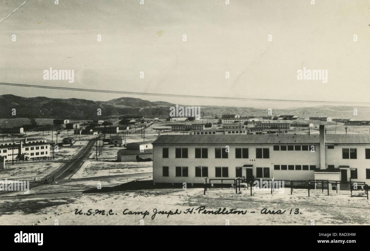 Postcard of Barracks # 13-B-9 in the 13 Area aboard Marine Corps Base ...
