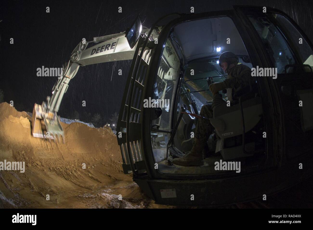 U.S. Marine Corps Pfc. Coe Vandivier, a heavy equipment operator with ...