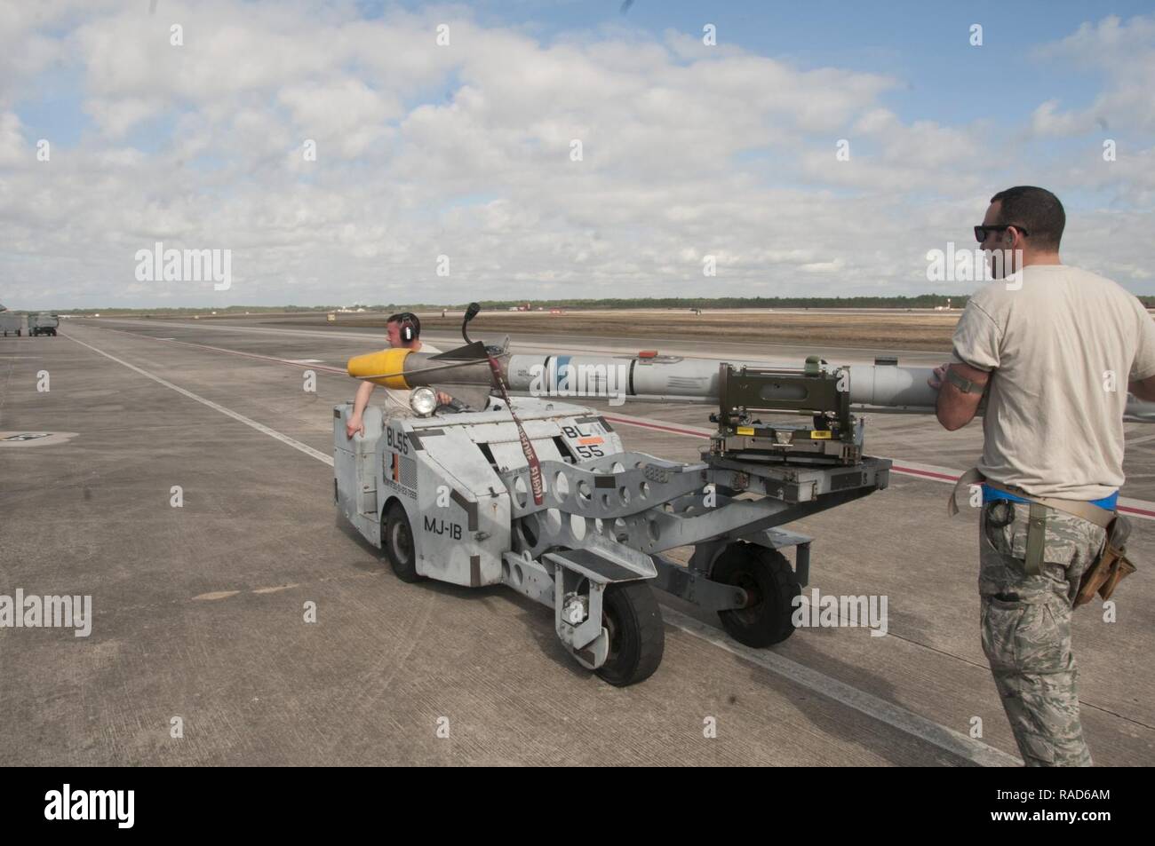Staff Sgt. Timothy Mannion, the Three Man on the load crew, drives the ...