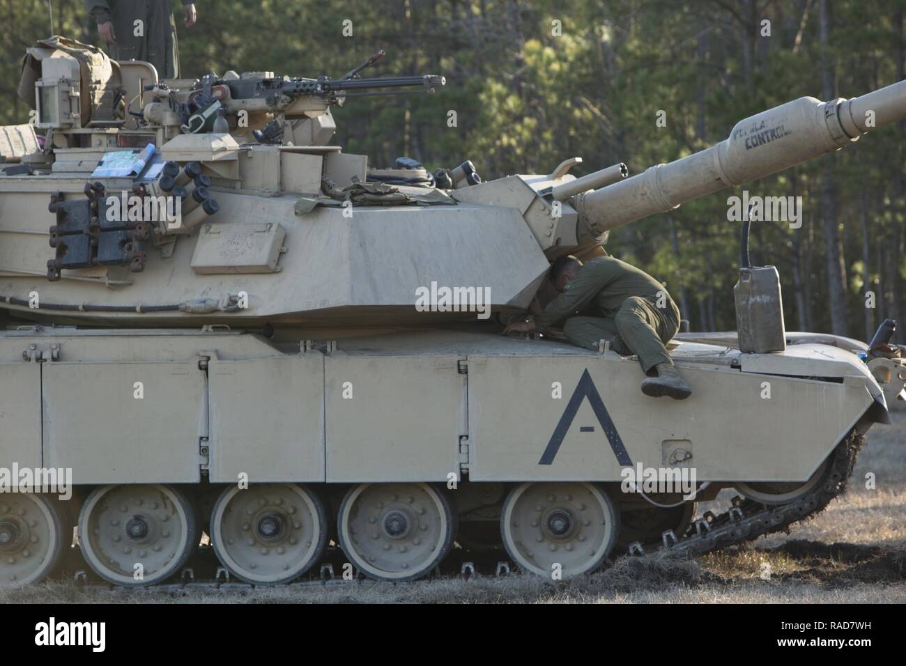 A U.S. Marine with 2nd Tank Battalion, 2nd Marine Division (2d MARDIV ...