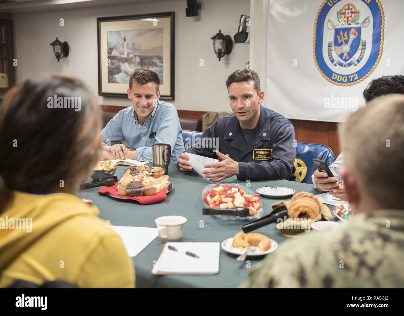 ARABIAN SEA (Feb. 1, 2016) Cmdr. Marc Davis, commanding officer of the ...