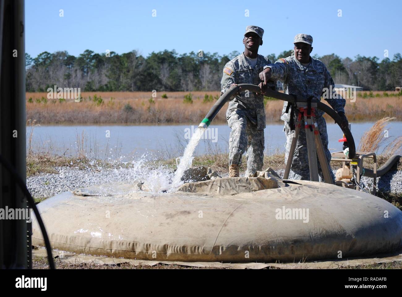 Private First Class L'vonta Richardson (left) from Alpha Company, 351st ...