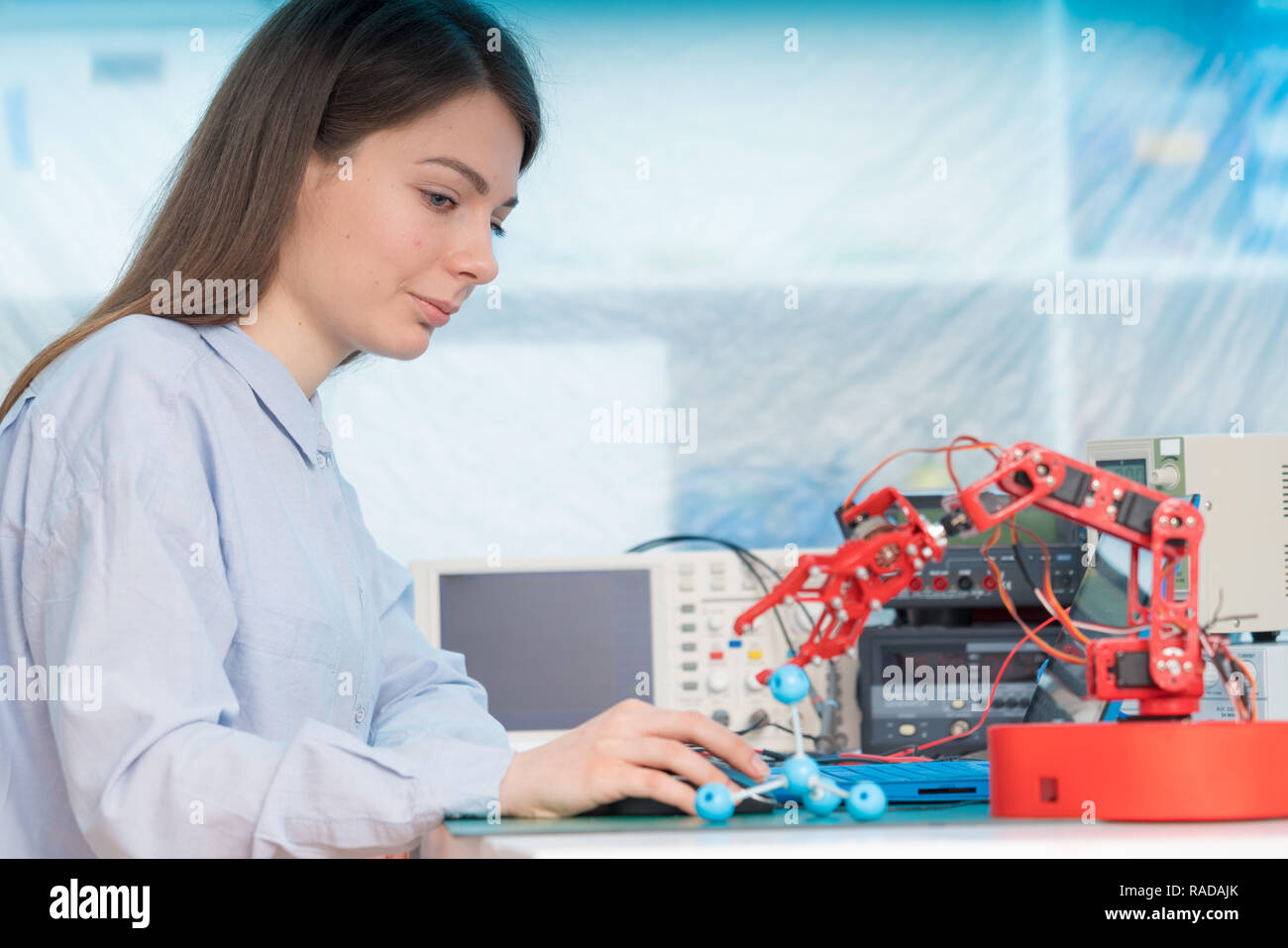 Student girl in robotics class Stock Photo - Alamy