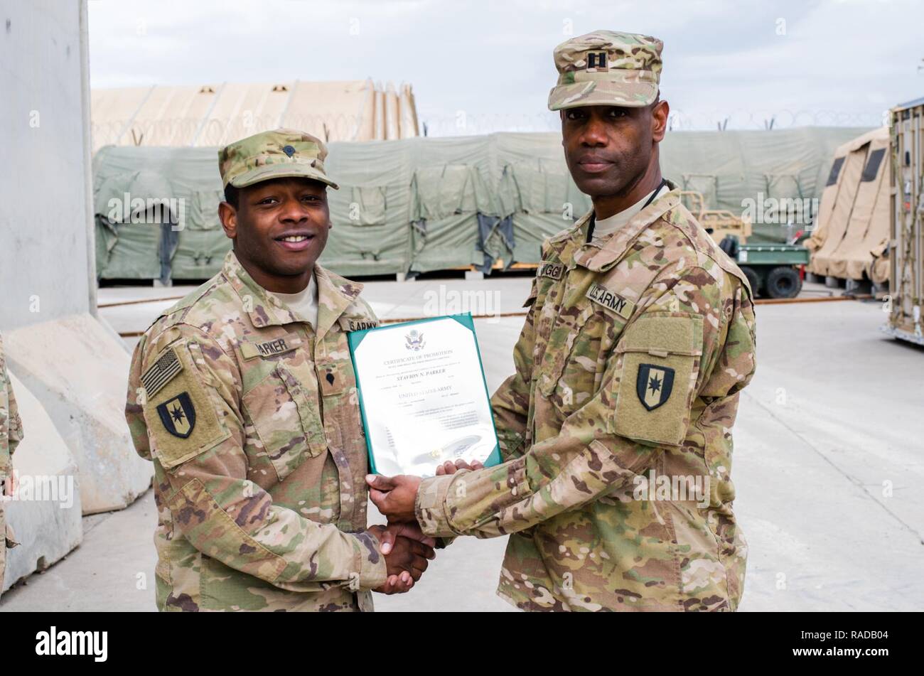 U.S. Army Cpt. Antonio Wiggins, right, Bravo Company Commander, 28th ...